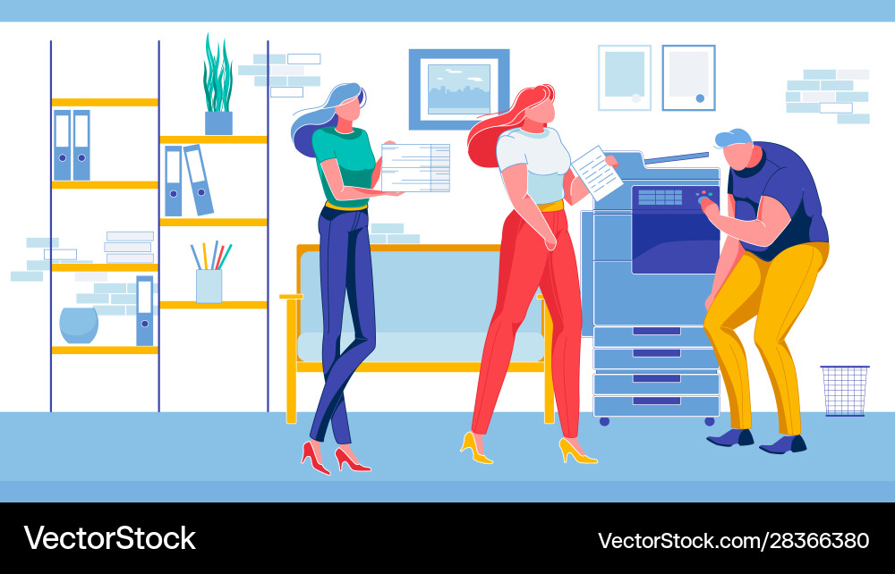 Business staff acting as good productive team Vector Image