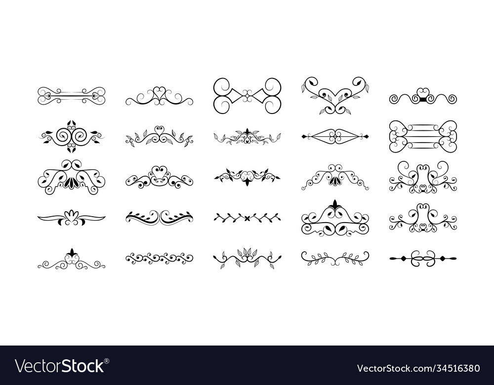 Calligraphic elements set Royalty Free Vector Image