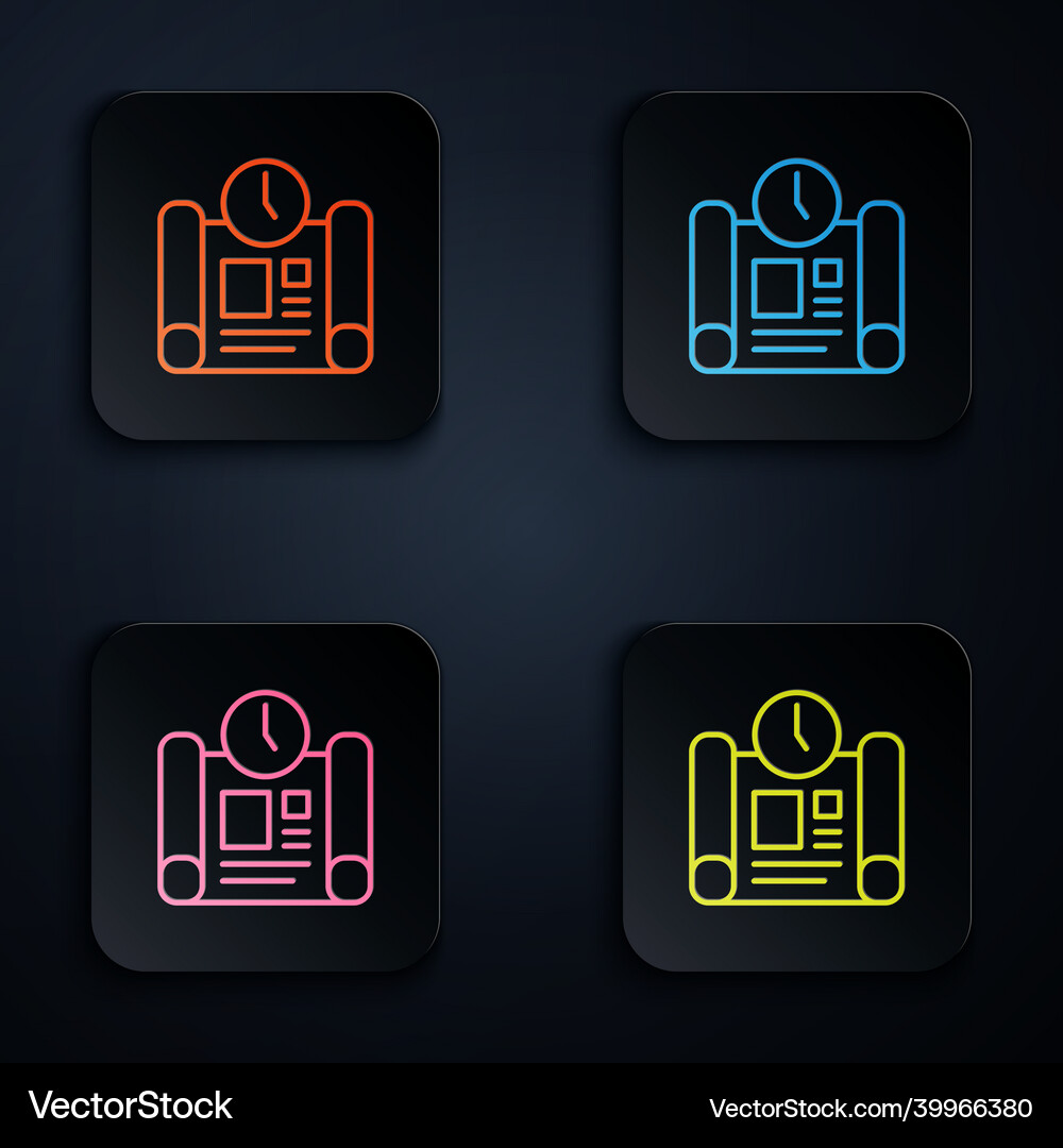 Color neon line business project time plan icon Vector Image