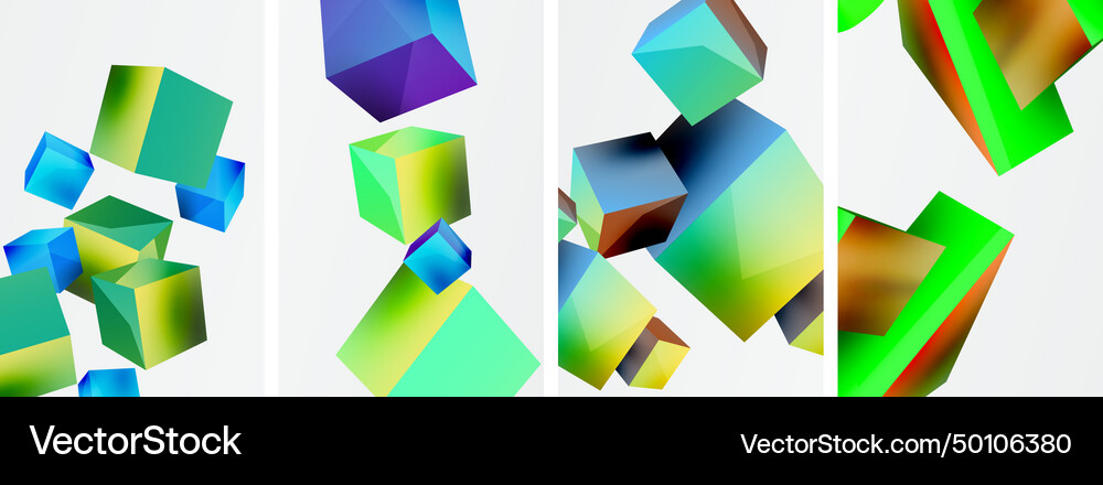 Composition of 3d cubes and other geometric Vector Image