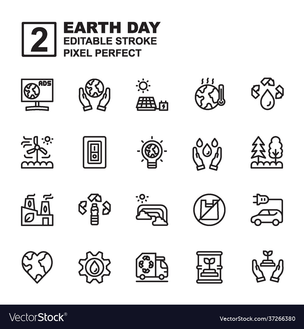 Earth day with outline black style you can Vector Image