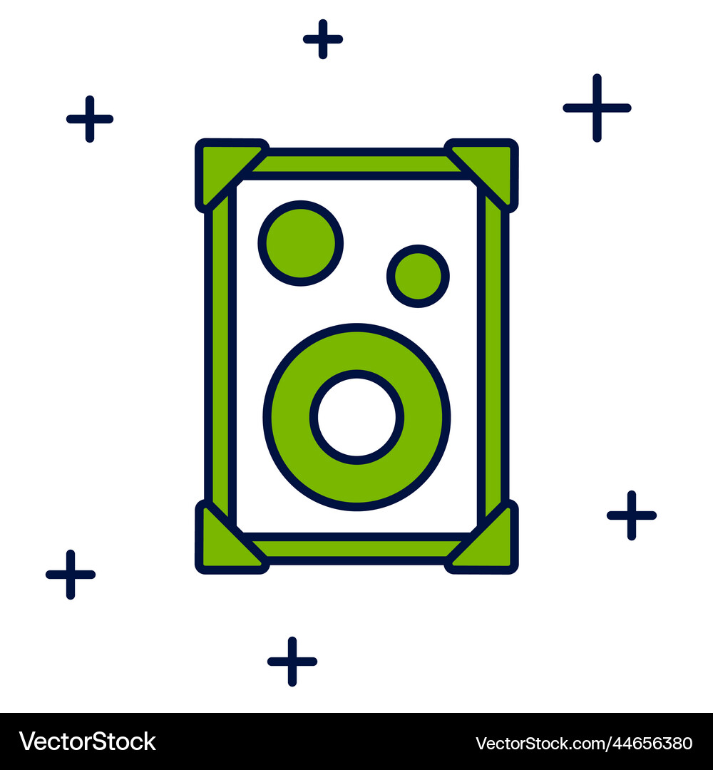 Filled outline stereo speaker icon isolated Vector Image