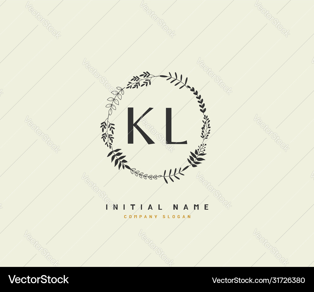 K l kl beauty initial logo handwriting logo Vector Image