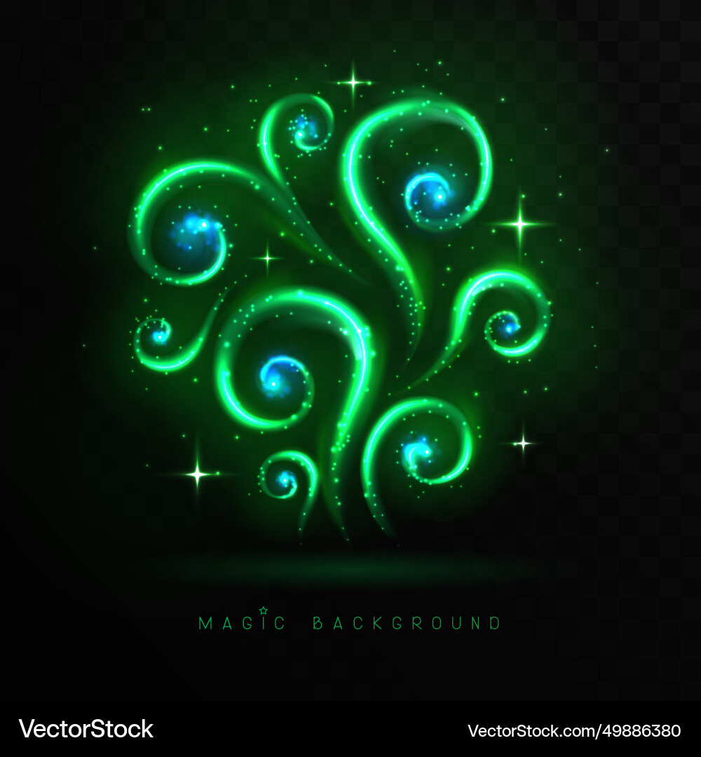 Magic green glowing shiny trail or spirals Vector Image