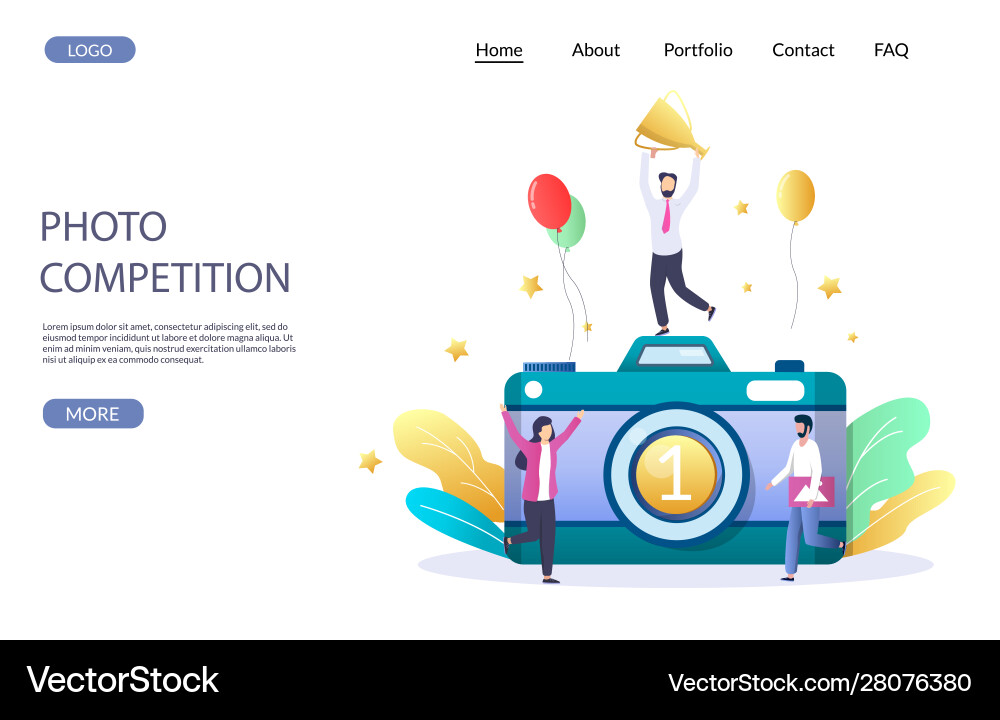 Photo competition website landing page Royalty Free Vector