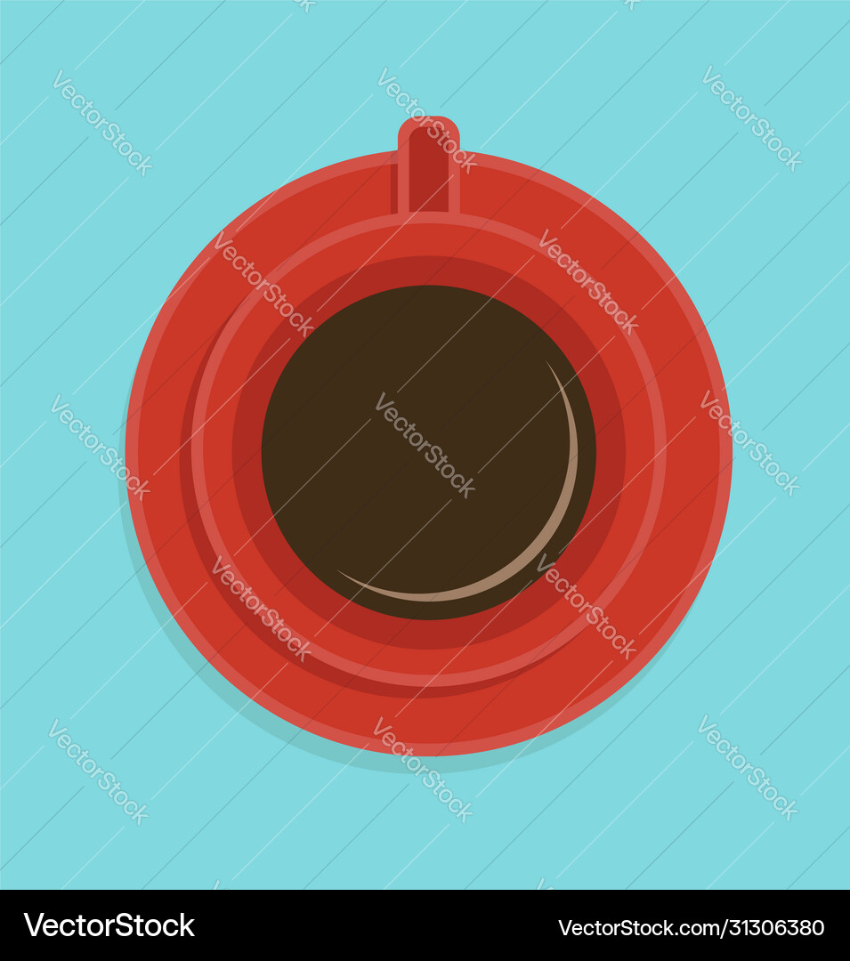 Top view coffee red cup Royalty Free Vector Image