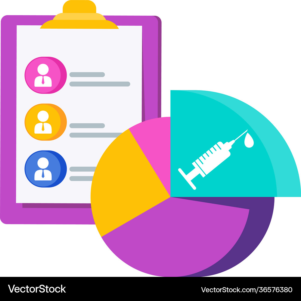 Vaccination statistics icon data on number of Vector Image