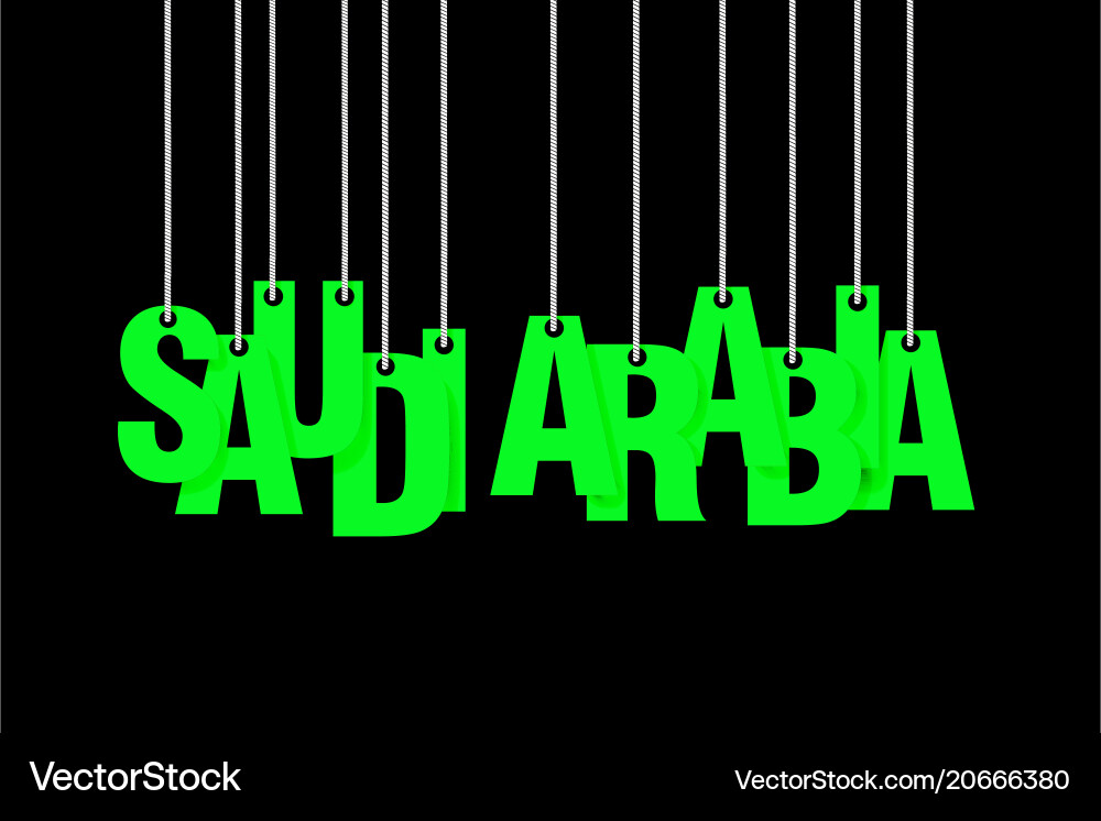 Word saudi arabia hang on ropes Royalty Free Vector Image