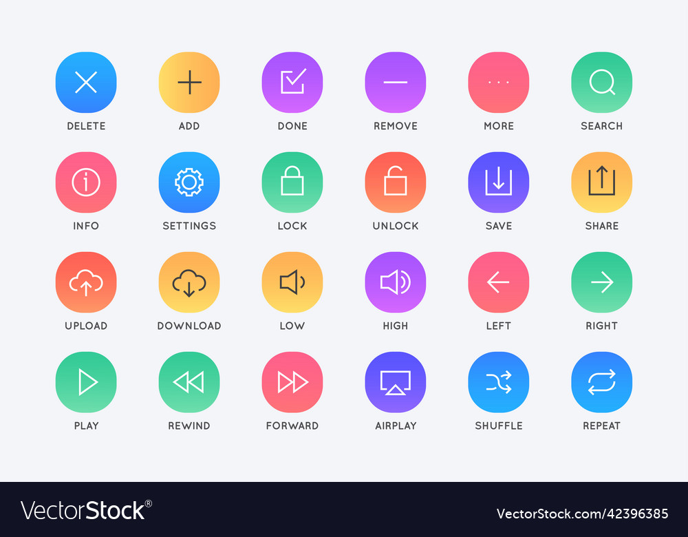 App control system user interface ui icon set Vector Image