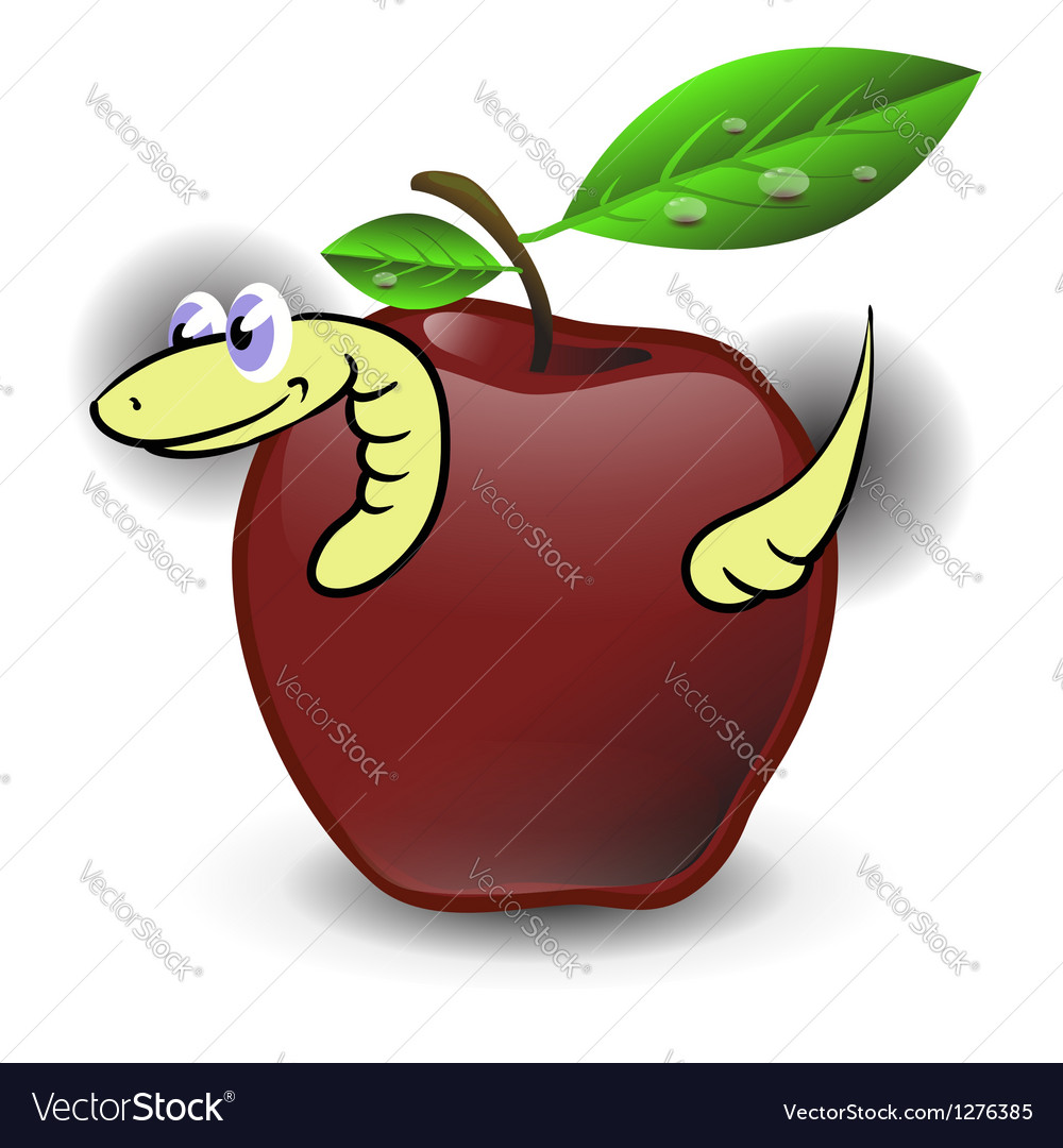 Apple and worm Royalty Free Vector Image - VectorStock