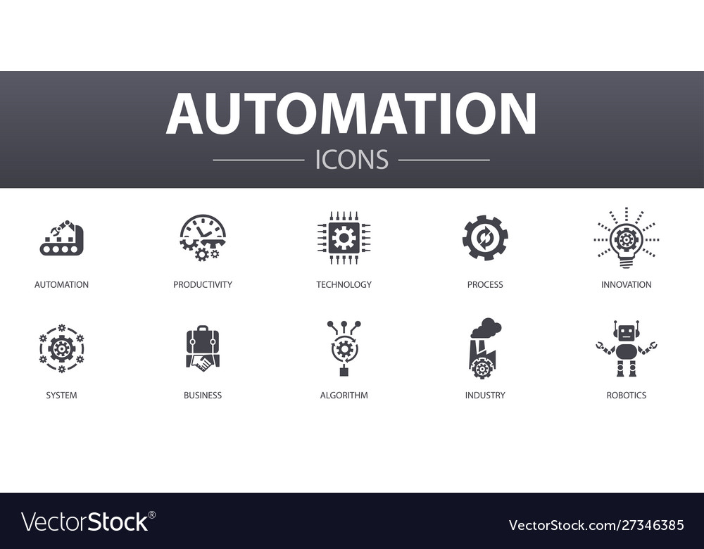 Automation simple concept icons set contains Vector Image