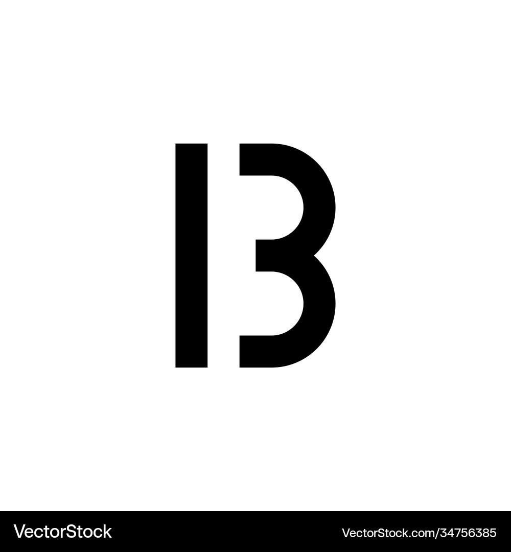 Black letter b ib and number 13 initial logo icon Vector Image