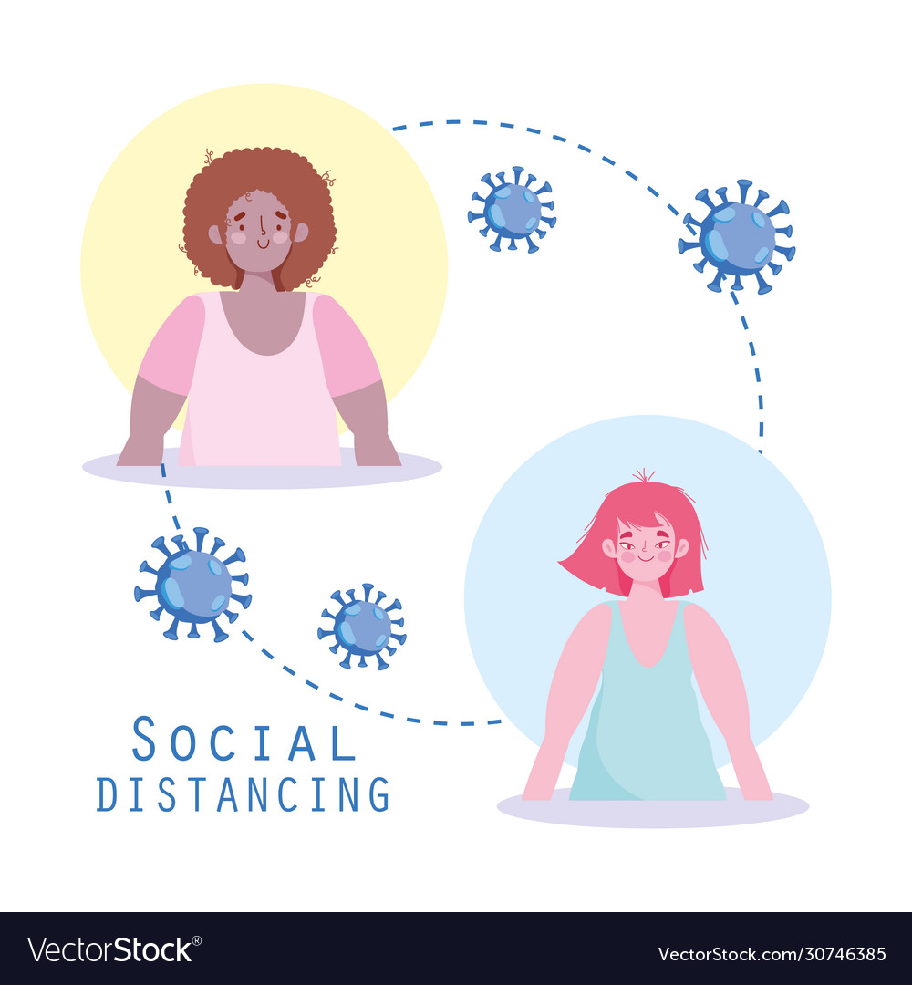 Covid 19 social distancing man and woman Vector Image