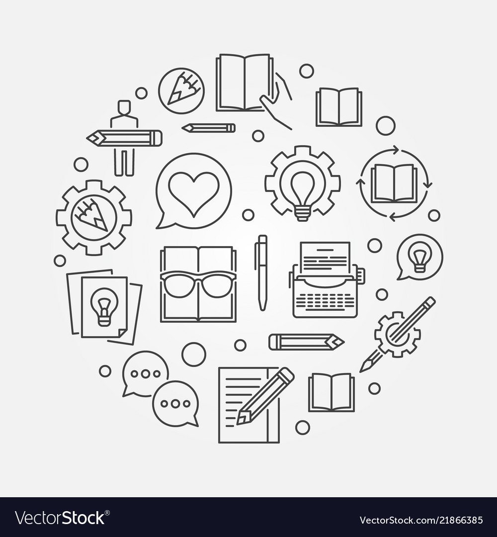 Creative writing round linear Royalty Free Vector Image