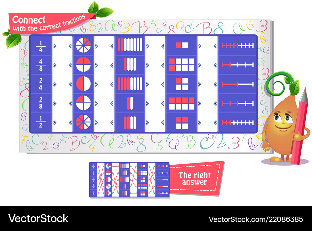 Fraction Matching Game Royalty Free Vector Image