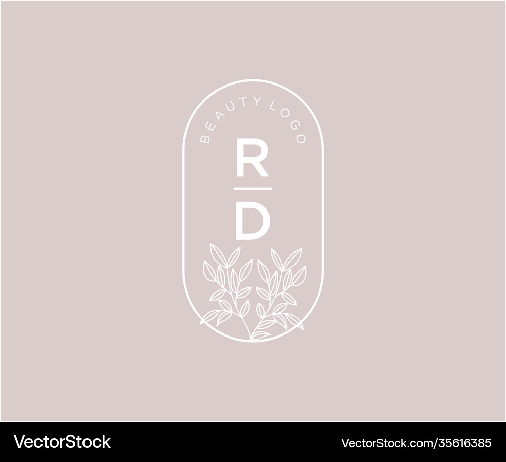 Initial rd letters beautiful floral feminine Vector Image