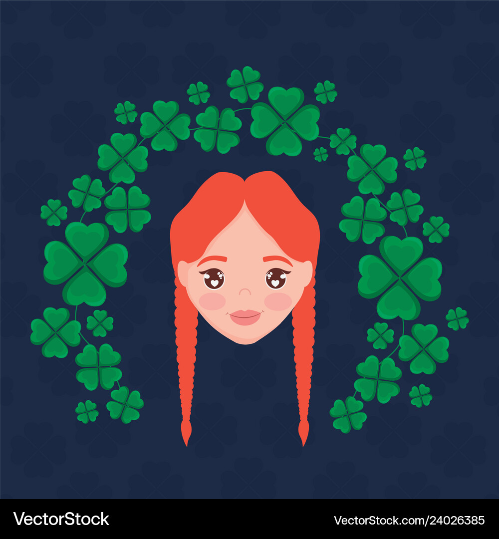 Irish woman head character Royalty Free Vector Image