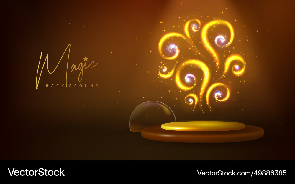 Magic golden glowing shiny trail or magic spirals Vector Image
