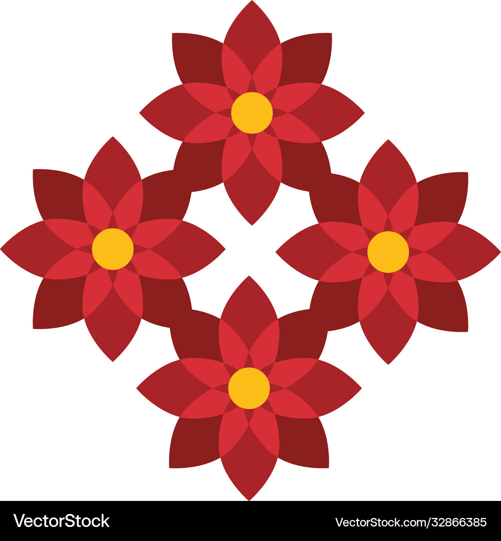 Red flowers garden circular decoration Royalty Free Vector