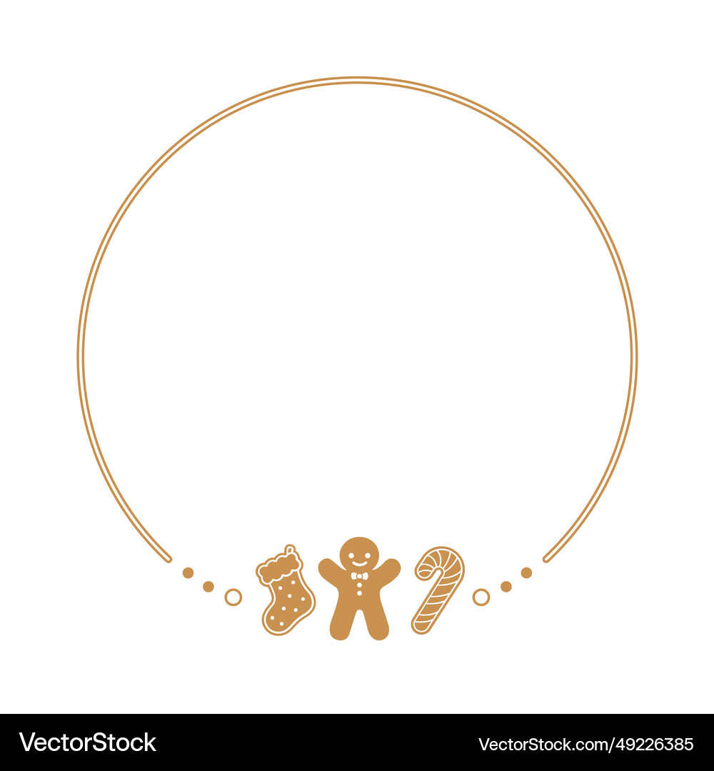 Round gingerbread cookies frame border christmas Vector Image
