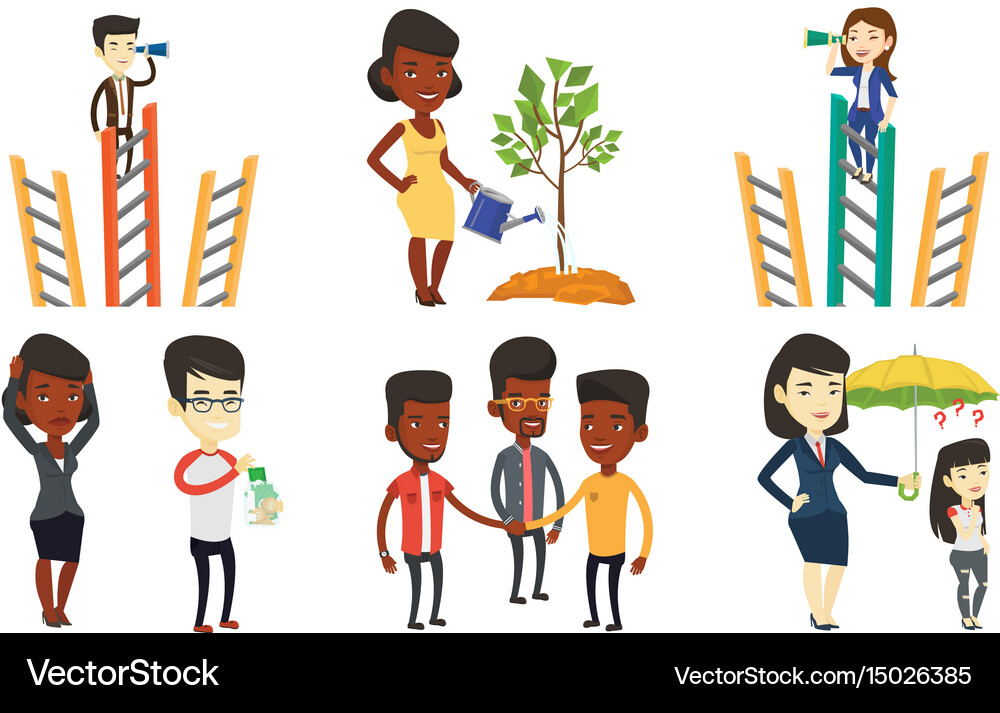 Set of business characters Royalty Free Vector Image