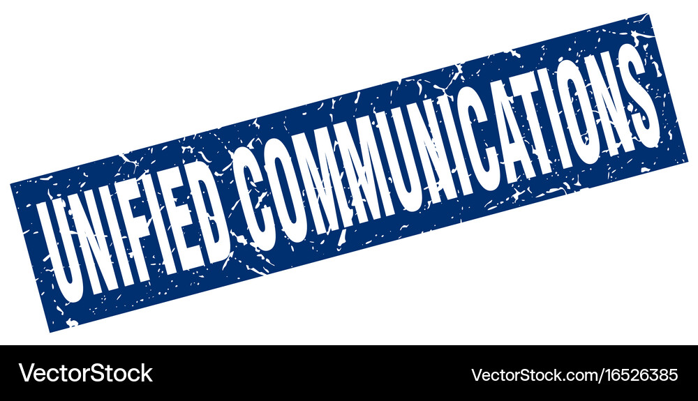 Square grunge blue unified communications stamp Vector Image