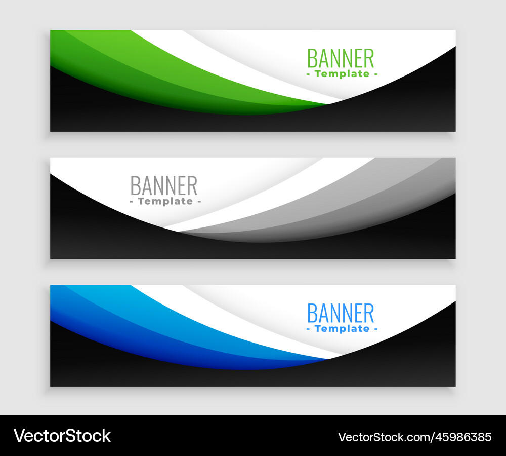 Stylish set of wavy web banners template Vector Image