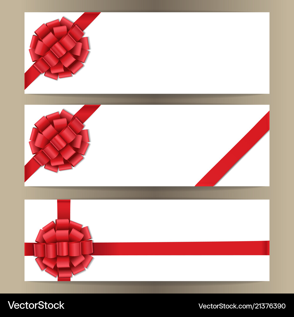 Banner template set with red bow and ribbon Vector Image