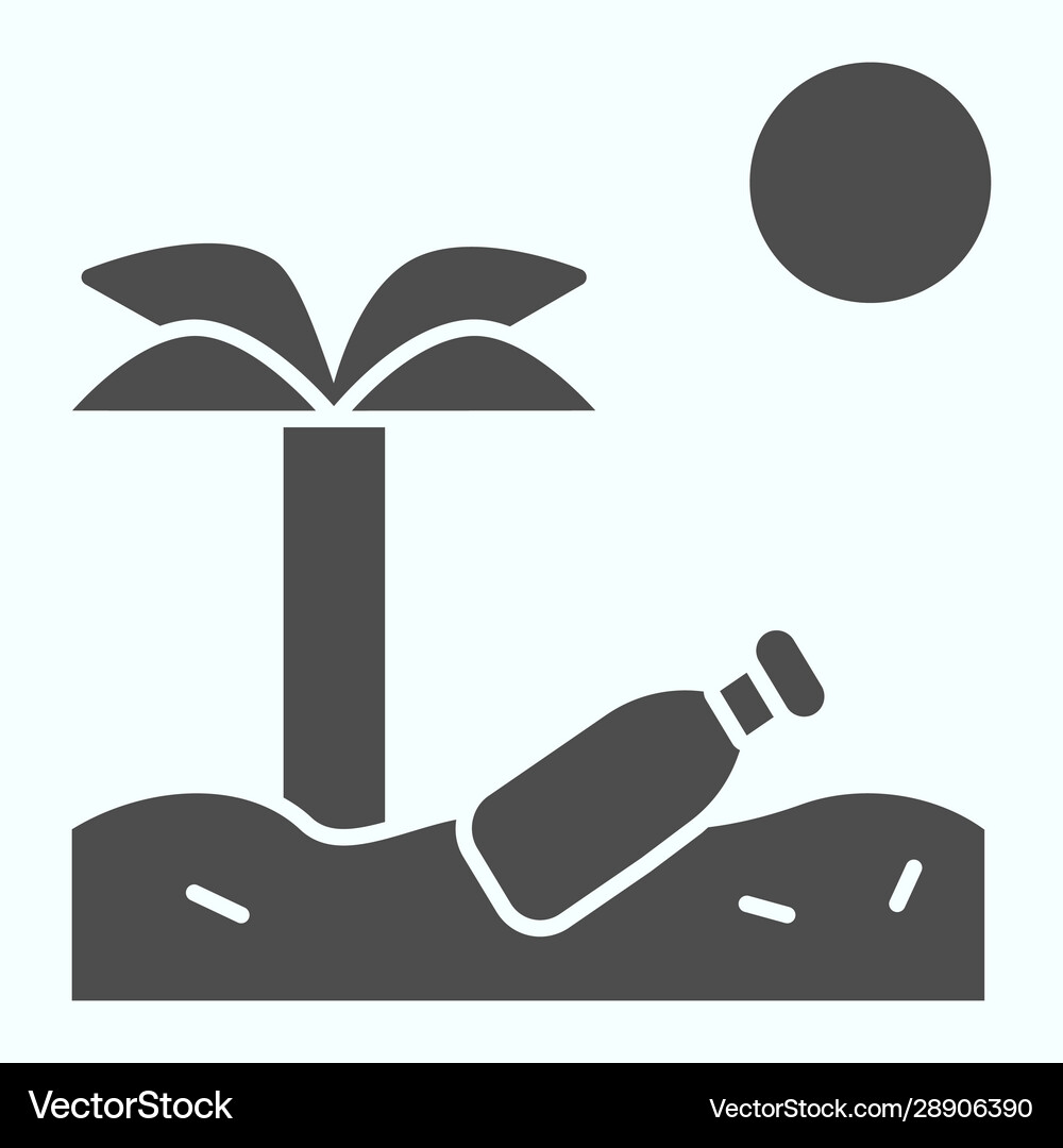 Beach garbage solid icon plastic bottle on tropic Vector Image