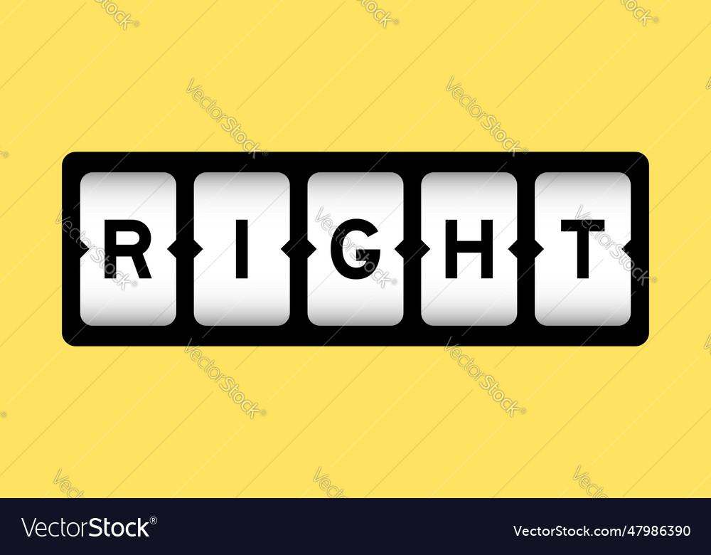 Black color in word right on slot banner Vector Image
