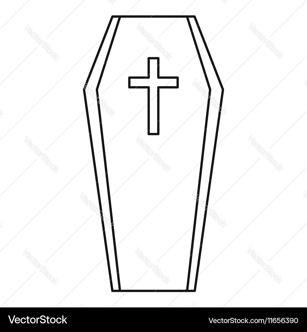 Coffin icon outline style Royalty Free Vector Image