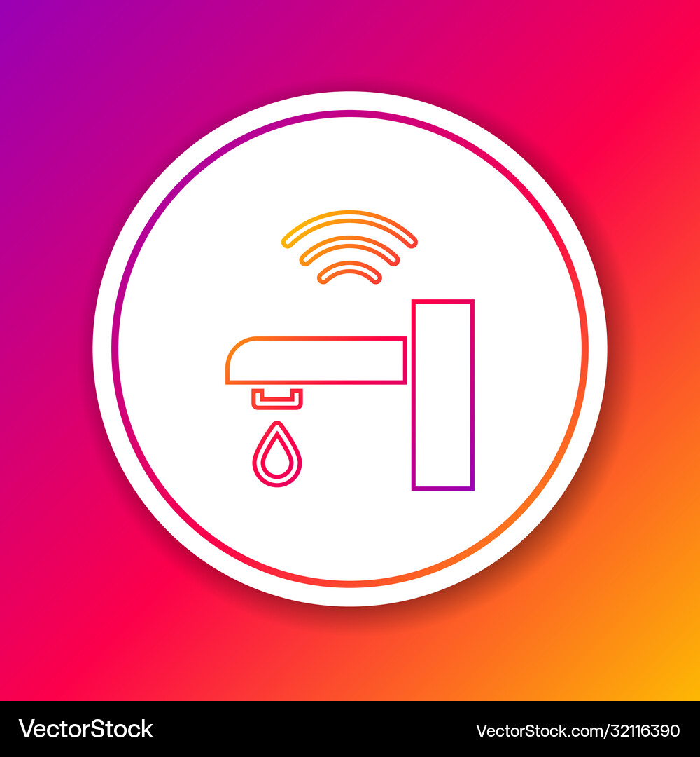 Color line smart water tap system icon isolated Vector Image