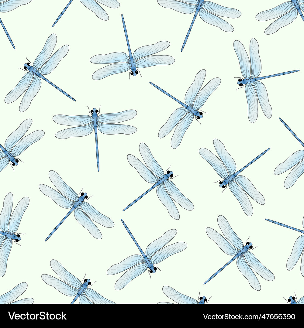 Cute dragonflies seamless pattern Royalty Free Vector Image
