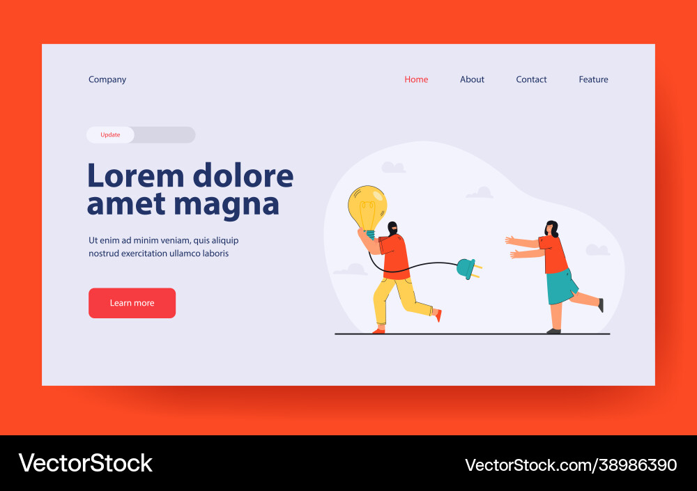 Man running away with stolen idea symbolized Vector Image