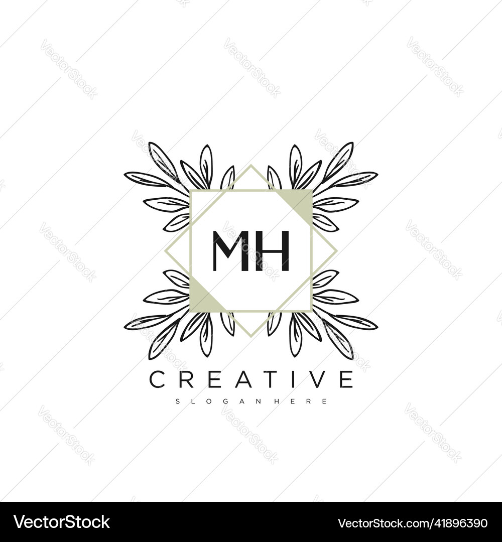 Mh initial letter flower logo template premium art
