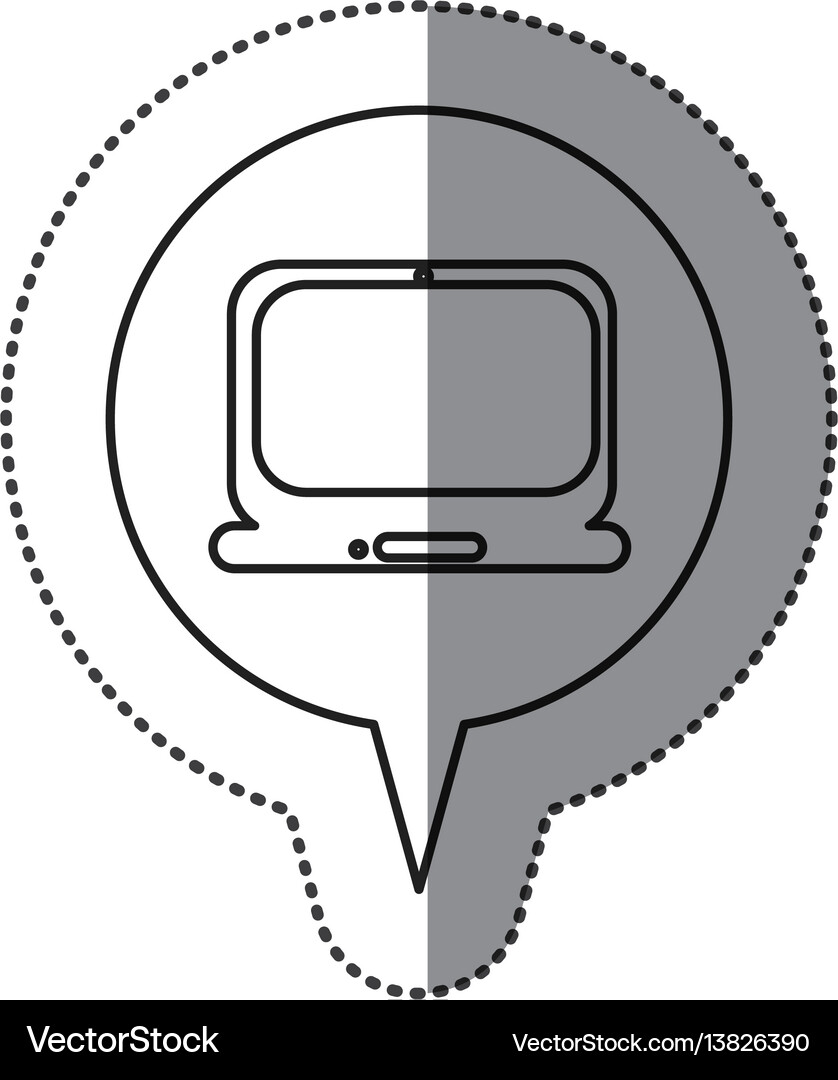 Monochrome contour sticker with laptop computer Vector Image