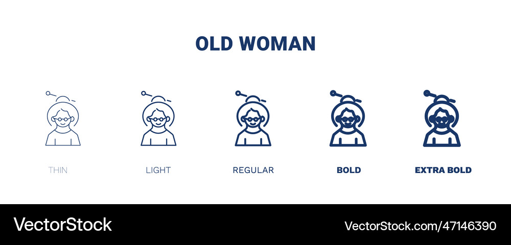 Old woman icon thin light regular bold black Vector Image