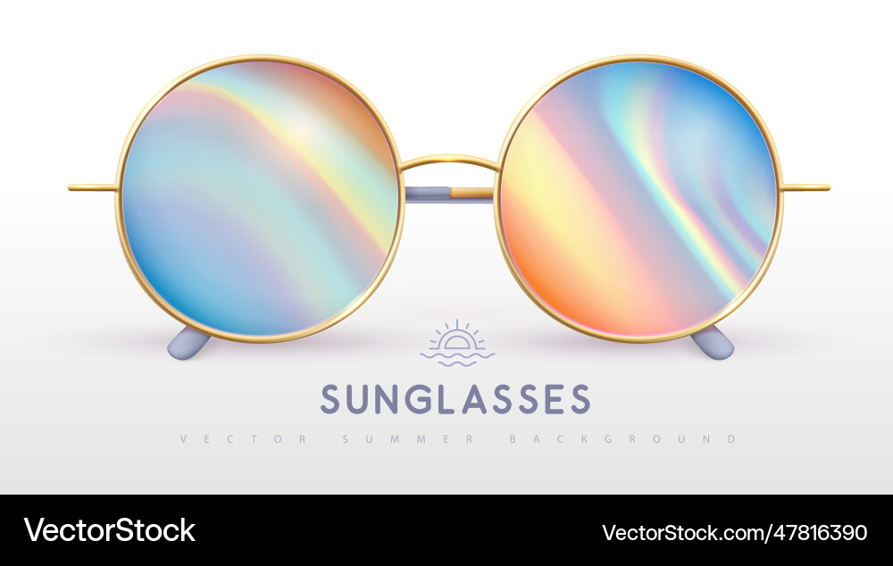 Realistic holographic flow round shaped sunglasses