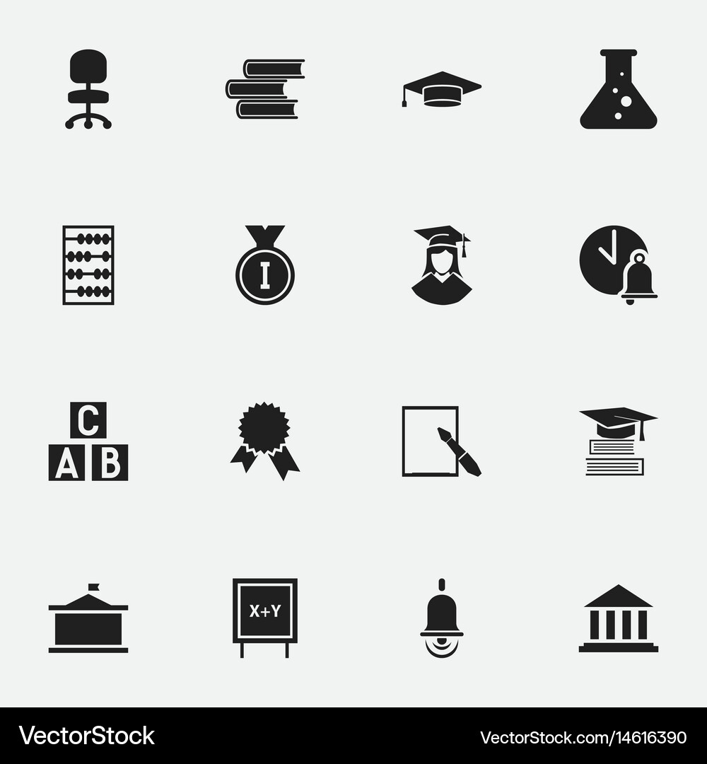 Set of 16 editable university icons includes Vector Image