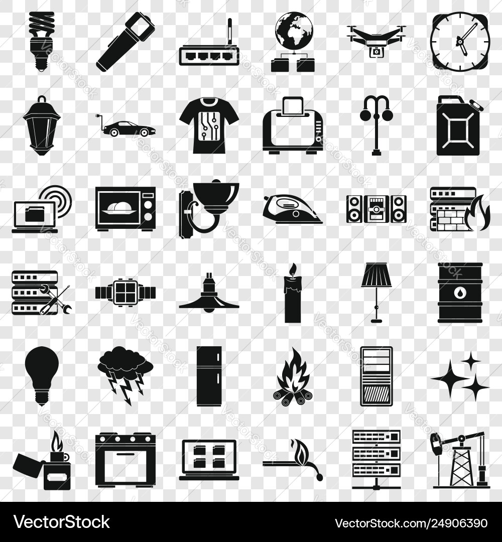 Strong electricity icons set simple style Vector Image