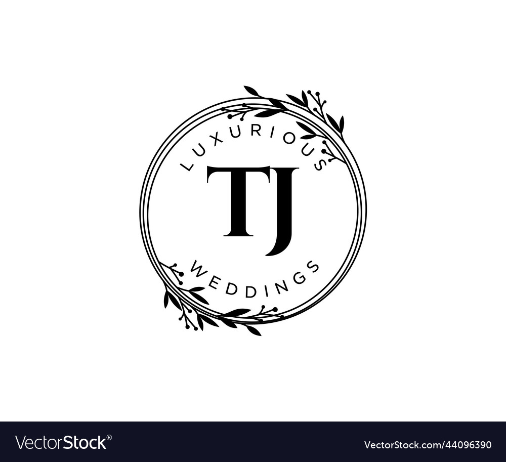 Tj initials letter wedding monogram logos Vector Image