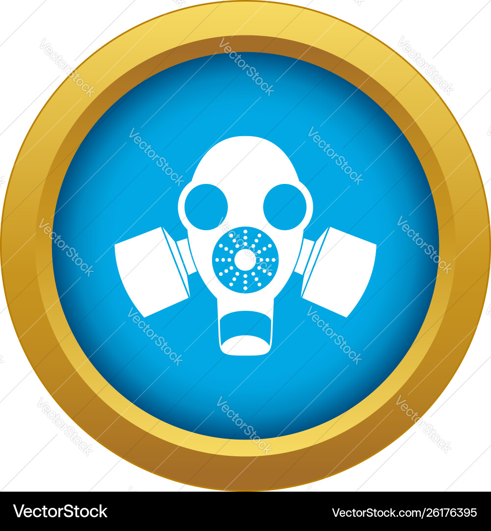 Black gas mask icon blue isolated Royalty Free Vector Image