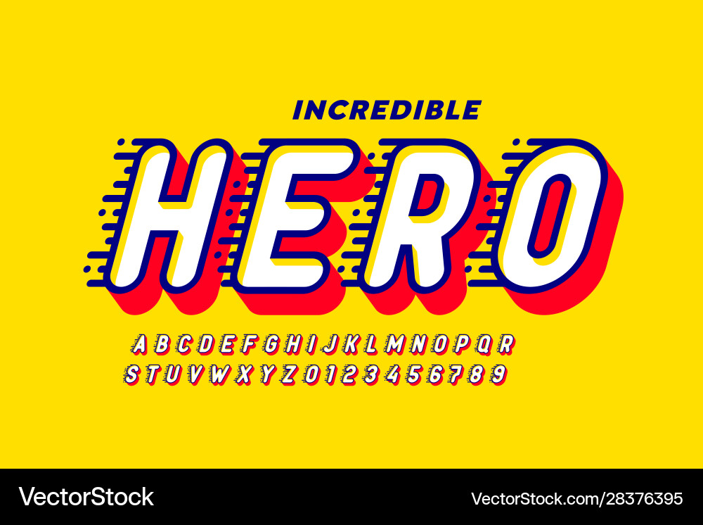 Comics style font design super hero alphabet Vector Image
