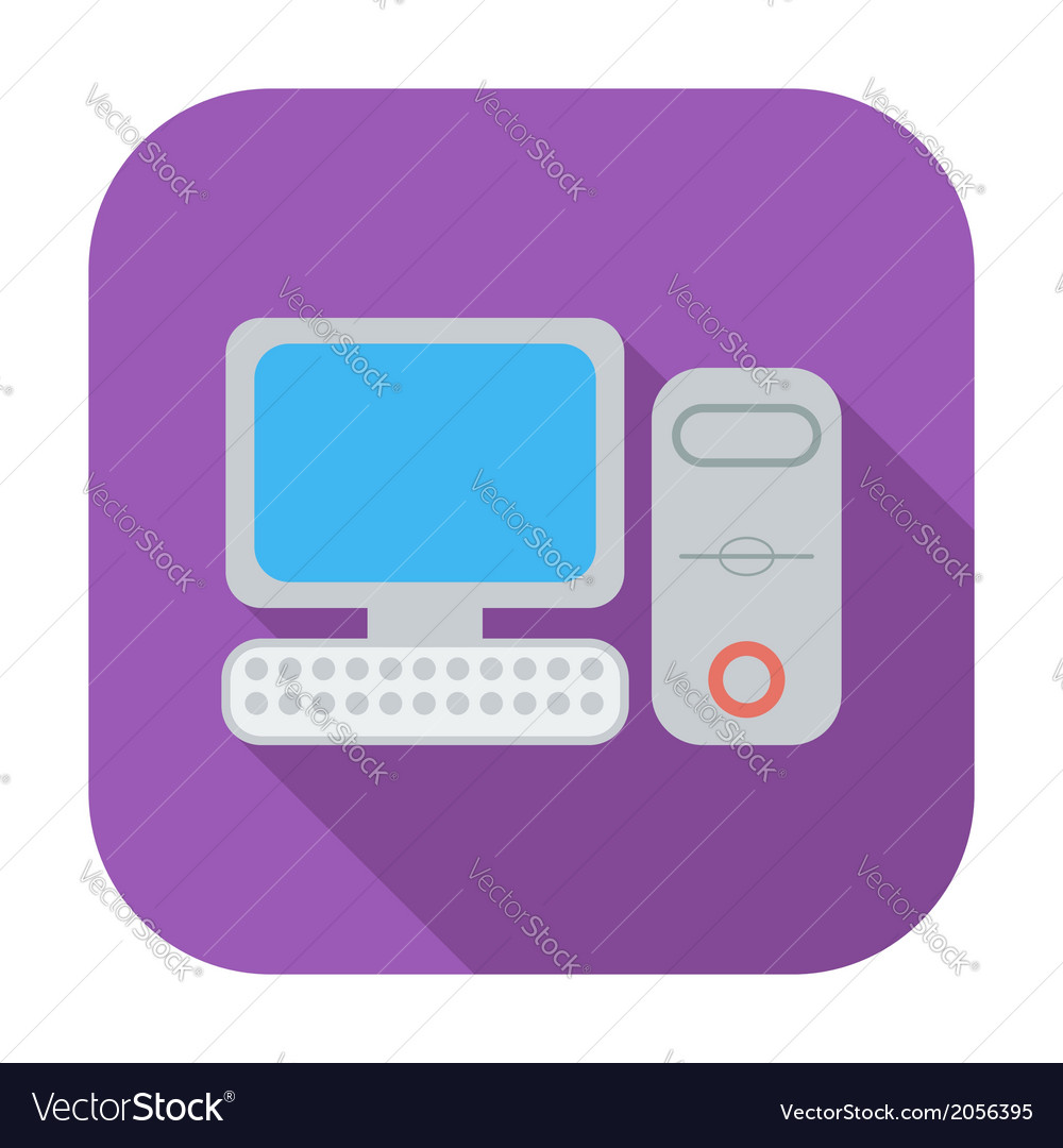 Computer flat icon 2 Royalty Free Vector Image