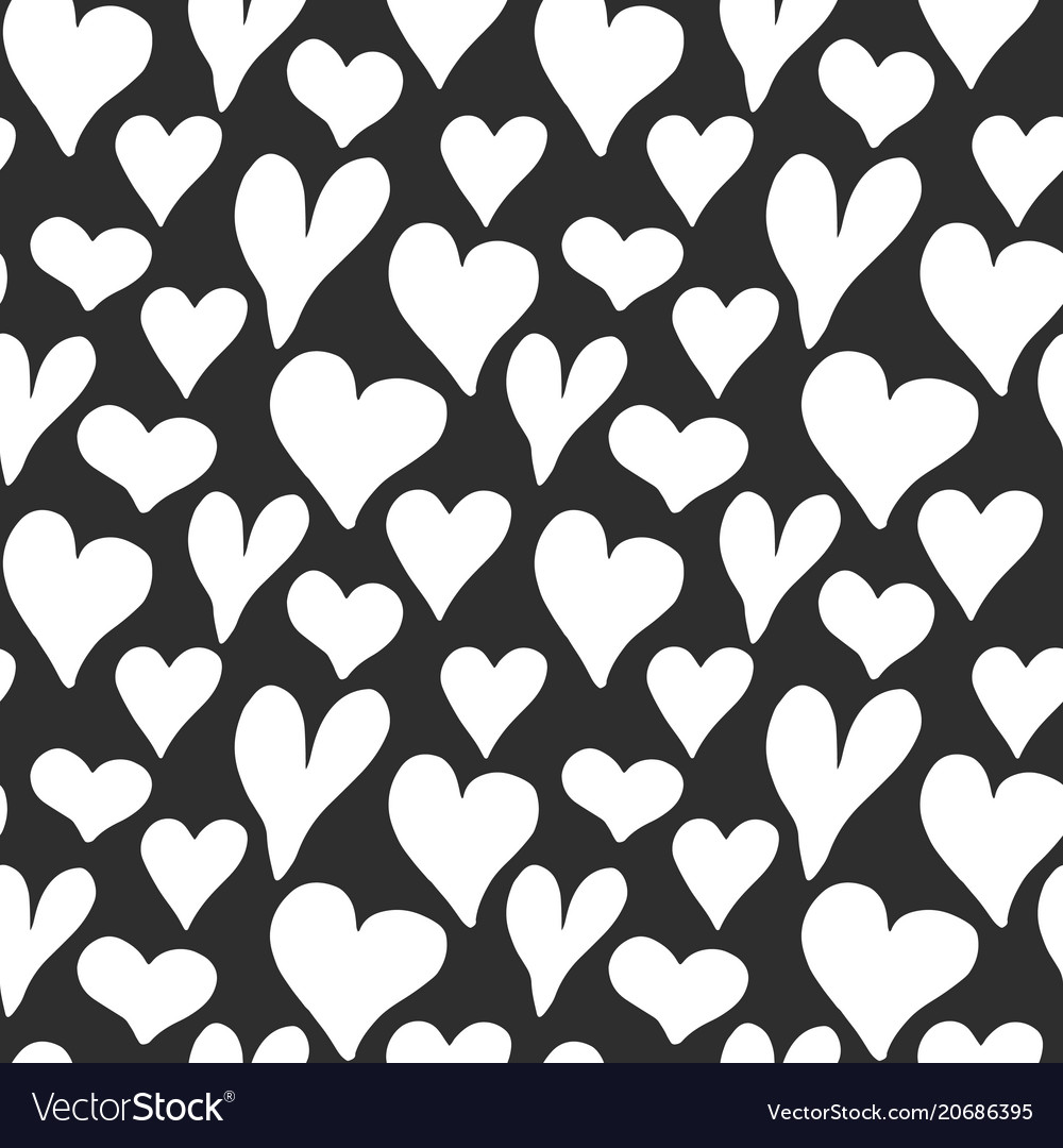 Heart symbol seamless pattern hand drawn sketch Vector Image