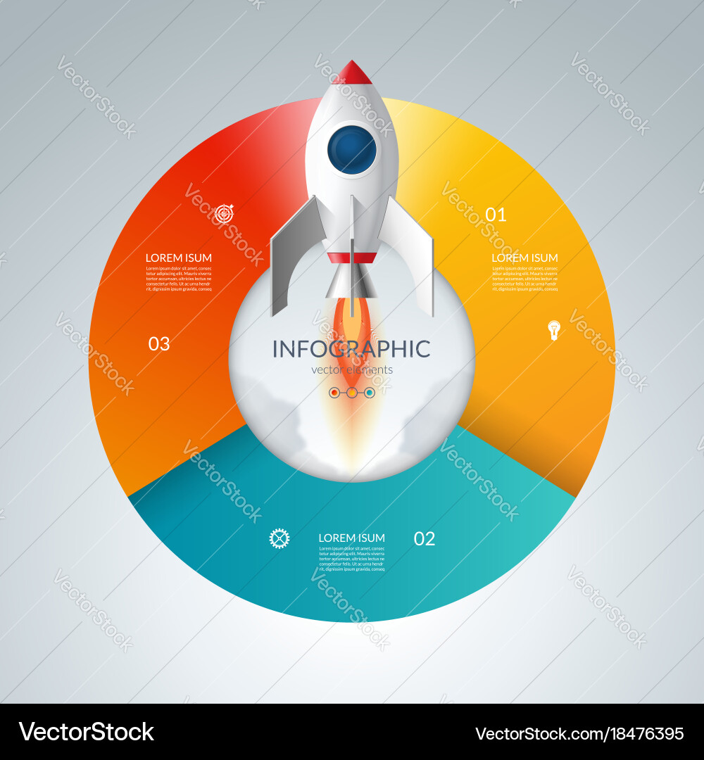 Infographic circle with 3 options start up Vector Image