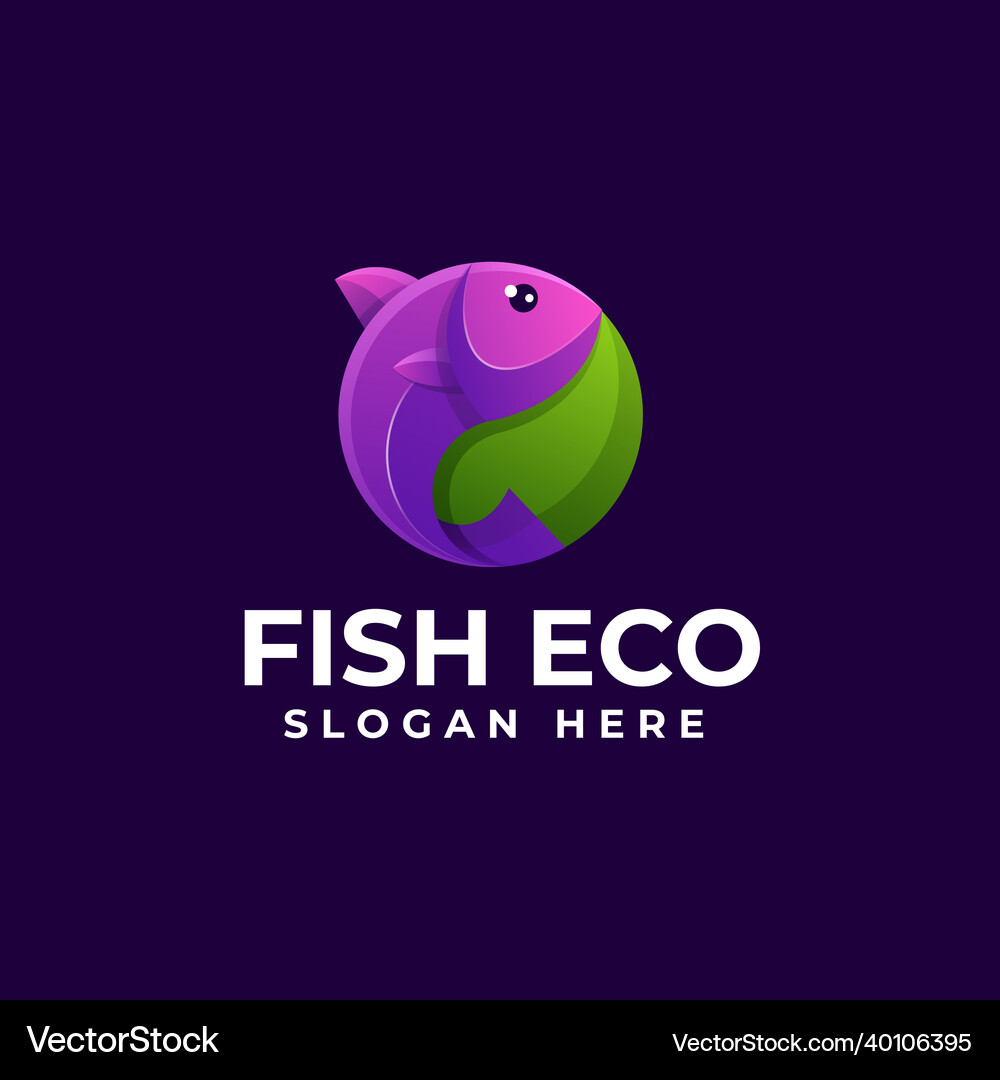 Logo earth fish gradient colorful style Royalty Free Vector