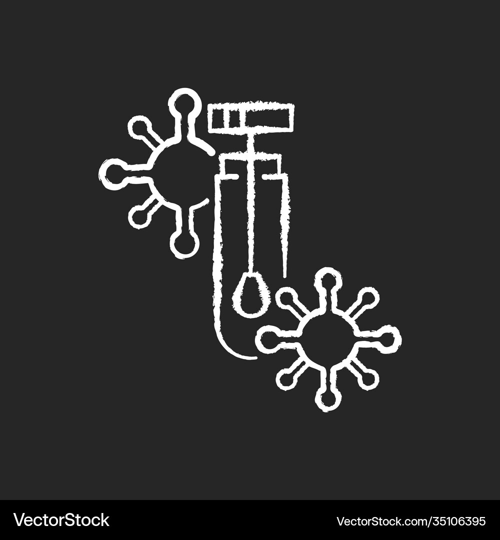 Pcr test chalk white icon on black background Vector Image