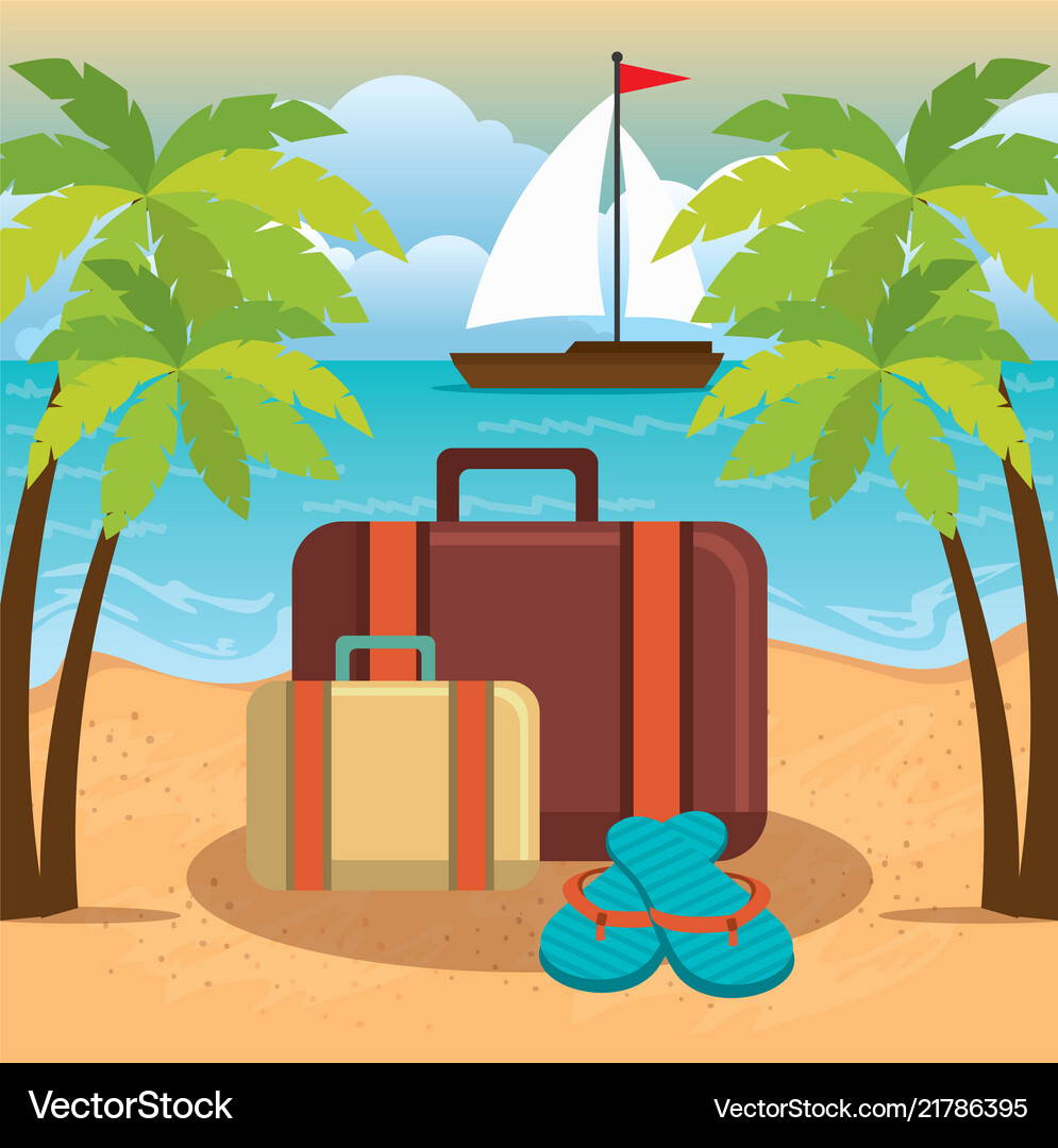 Summer vacations beach with icons Royalty Free Vector Image