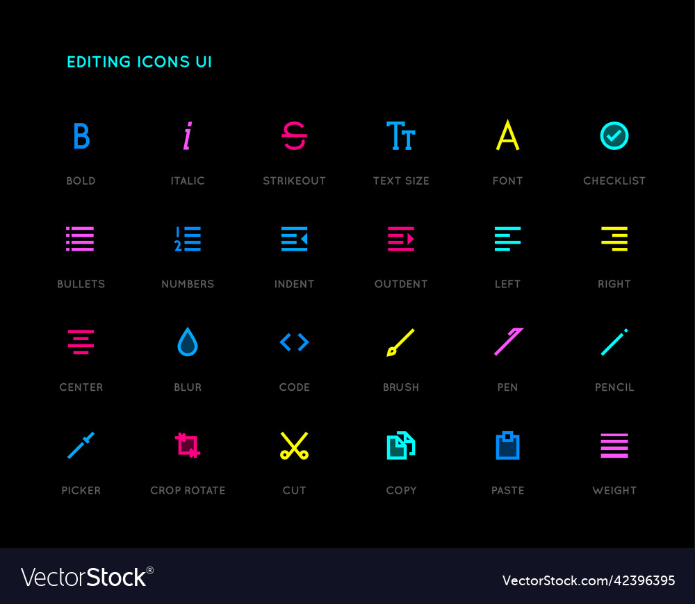 Text editing user interface ui icon set high Vector Image